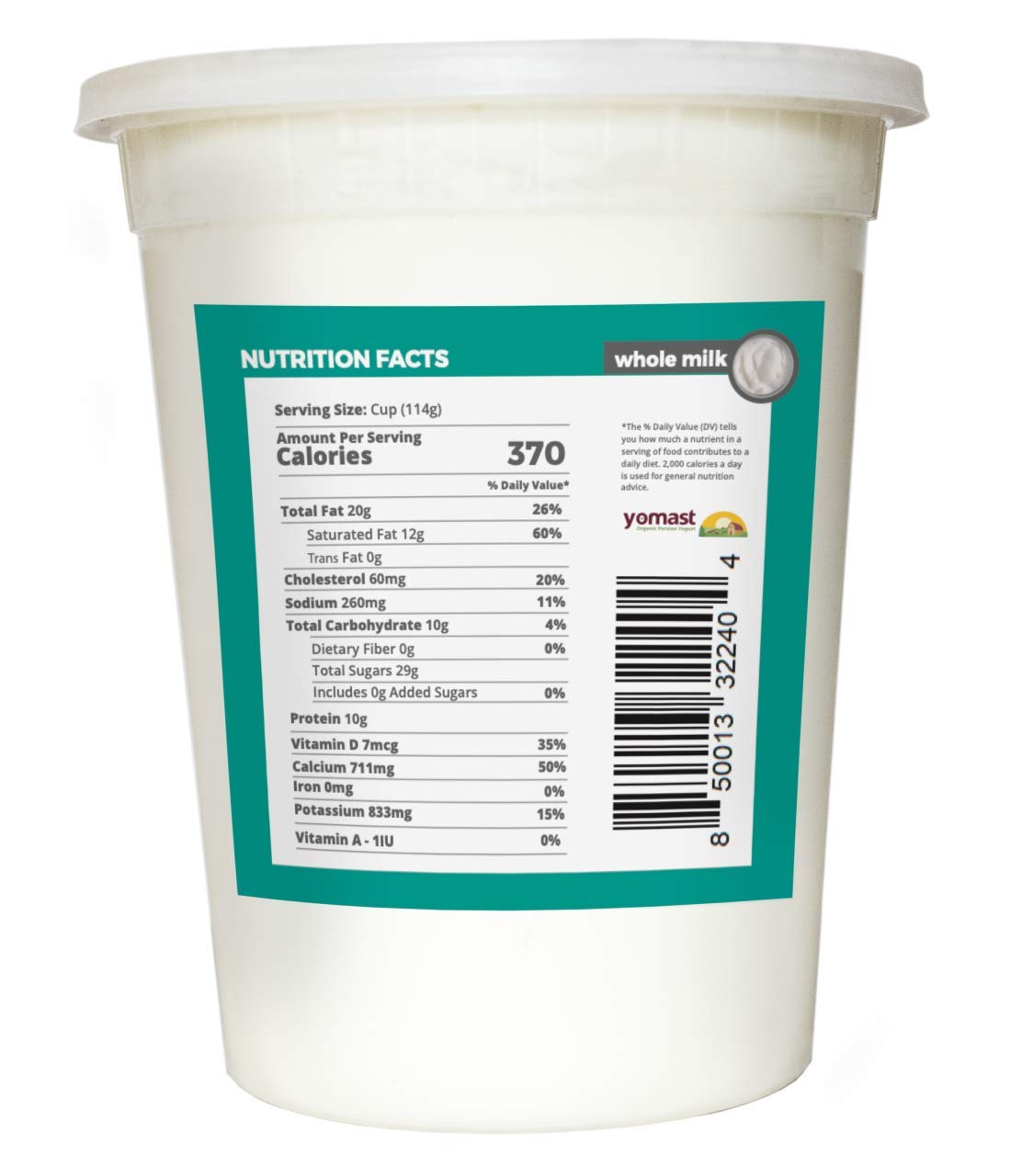 Yomast Organic Yogurt Plain 128oz (Pack of 4)