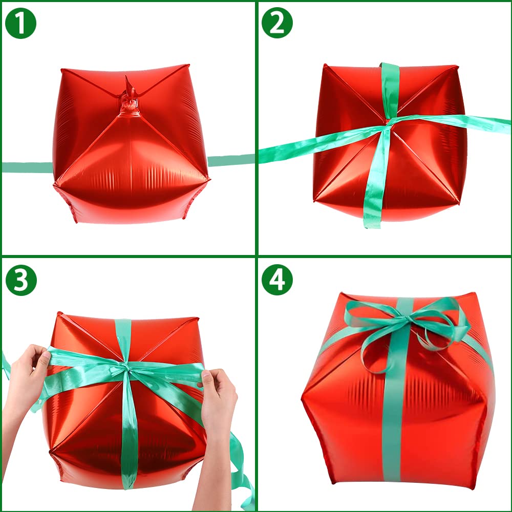 YUJUN 30Pcs Christmas Balloons Decoration Set, Candy Cane Gift Box Mylar Foil Balloons for Christmas New Year Candies Xmas Theme Party Decorations