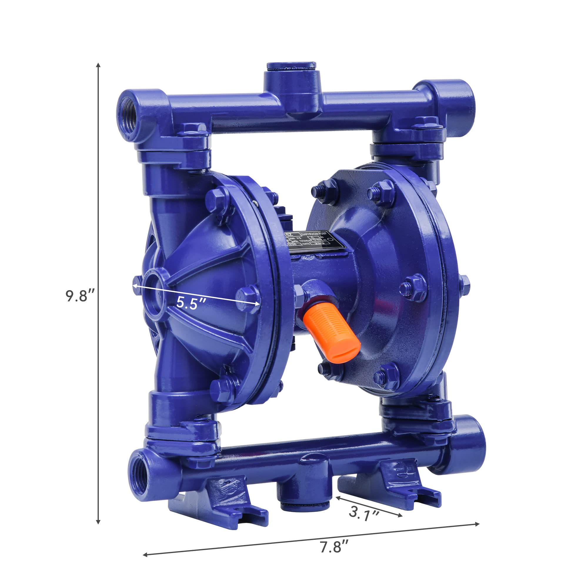 YITAHOME Air Operated Double Diaphragm Pump Comes with an Extra Set of Diaphragms QBK-15 1/2 inch Outlet 9 GPM Max 100 PSI Nitrile Rubber, Cast Iron Diaphragm Pump for Diesel, Grease, Oil