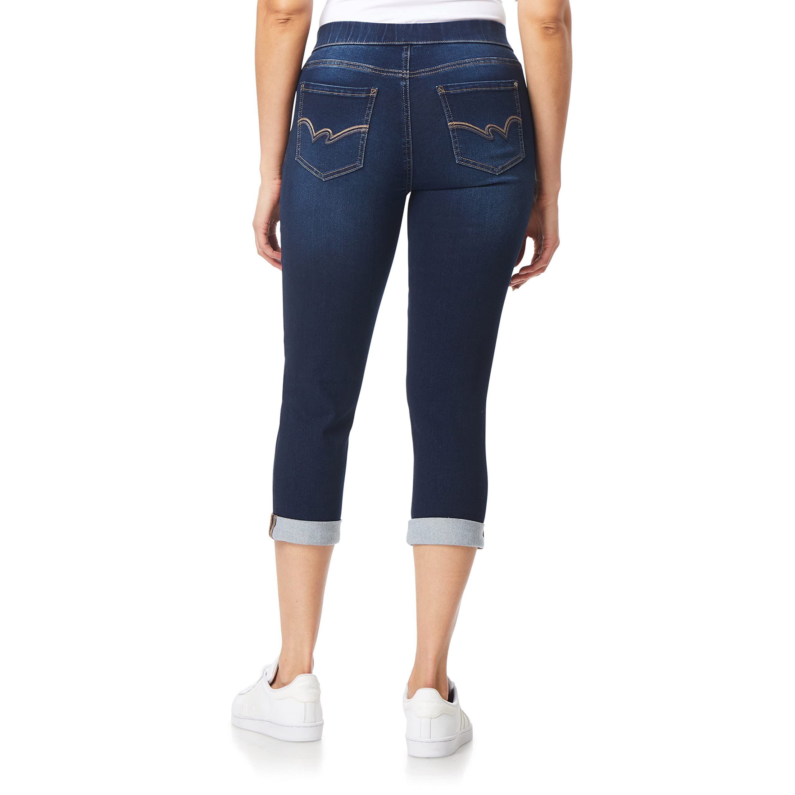 WallFlower Women's Pull On Denim Cropped High-Rise Insta Soft Juniors Jeans, Lake Crop, 13