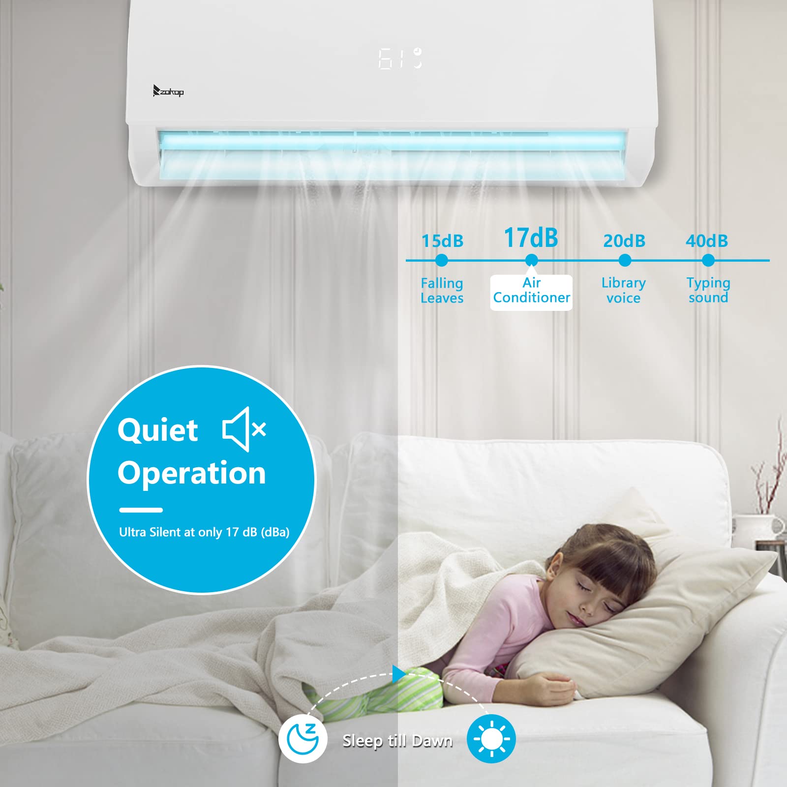 Winado 9,000 BTU Mini Split Air Conditioner Inverter, 19 SEER 115V Energy Saving Split-System AC w/Pre-Charged Condenser, Heat Pump, WIFI Remote Control, Installation Kit, Cools Up to 450 Sq. Ft.