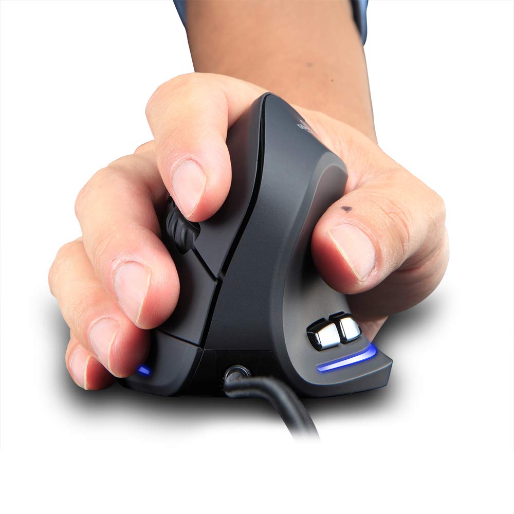 Zelotes 3200DPI Vertical Mouse,4 Adjustable DPI Values Ergonomic Mouse,LED Optical USB Wired Mouse Mice,6 Buttons for Laptop, Computer, PC,MacBook,Black