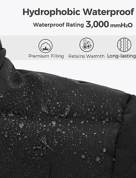 wantdo Men's Casual Bubble Coat with Fur Hood Warm Parka Jacket (Black, 2X-Large)