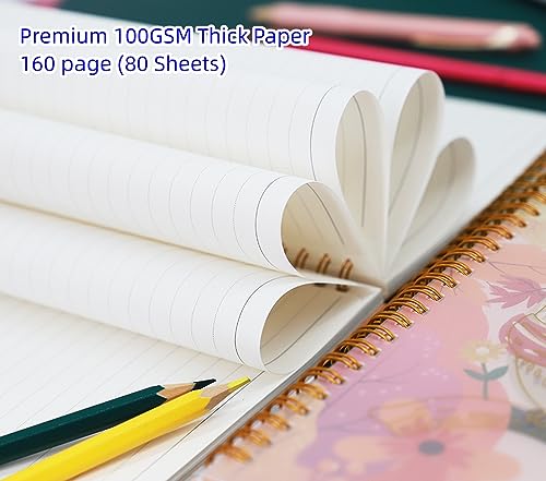 Zegrox Medium 5.75"x 8.35" Notebook, Journal, 6 Pcs Aesthetic Cute Abstract Notebook with Pockets, Flexible Cover, College Ruled Paper, 160 page Easy Tear Pages for Work, School Supplies