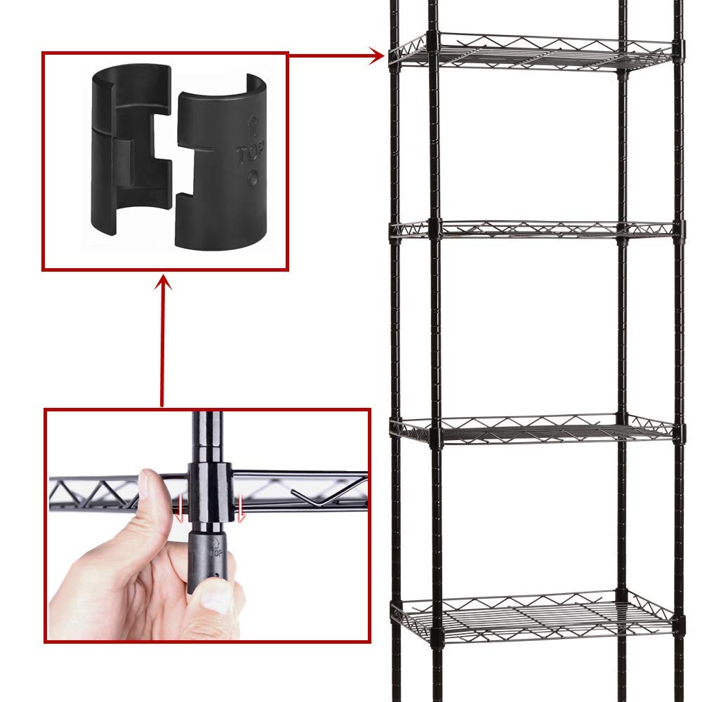 YOHKOH 6 Wire Shelving Steel Storage Rack Adjustable Unit Shelves for Laundry Bathroom Kitchen Pantry Closet 16.7" Width x 62" Height x 11.7" Depth (Grey Sand Pattern)