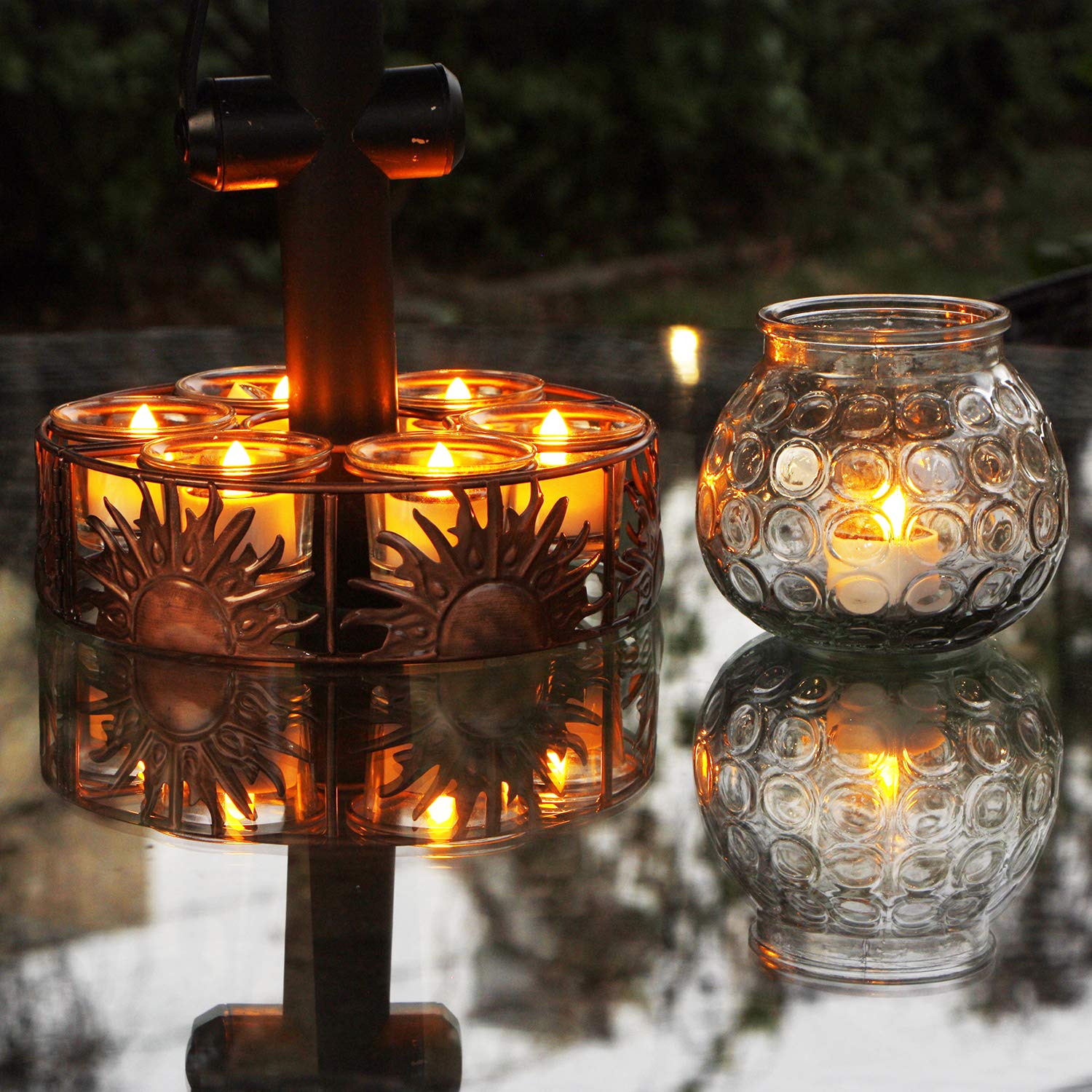ZHONGXIN Solar Lantern Tea Lights Candles, Flameless Rechargeable Amber Flickering LED Candle Lights, Waterproof Great for Garden, Yard, Pathway, Balcony, Wedding, Part, Holidays, Home Decor-8Pack