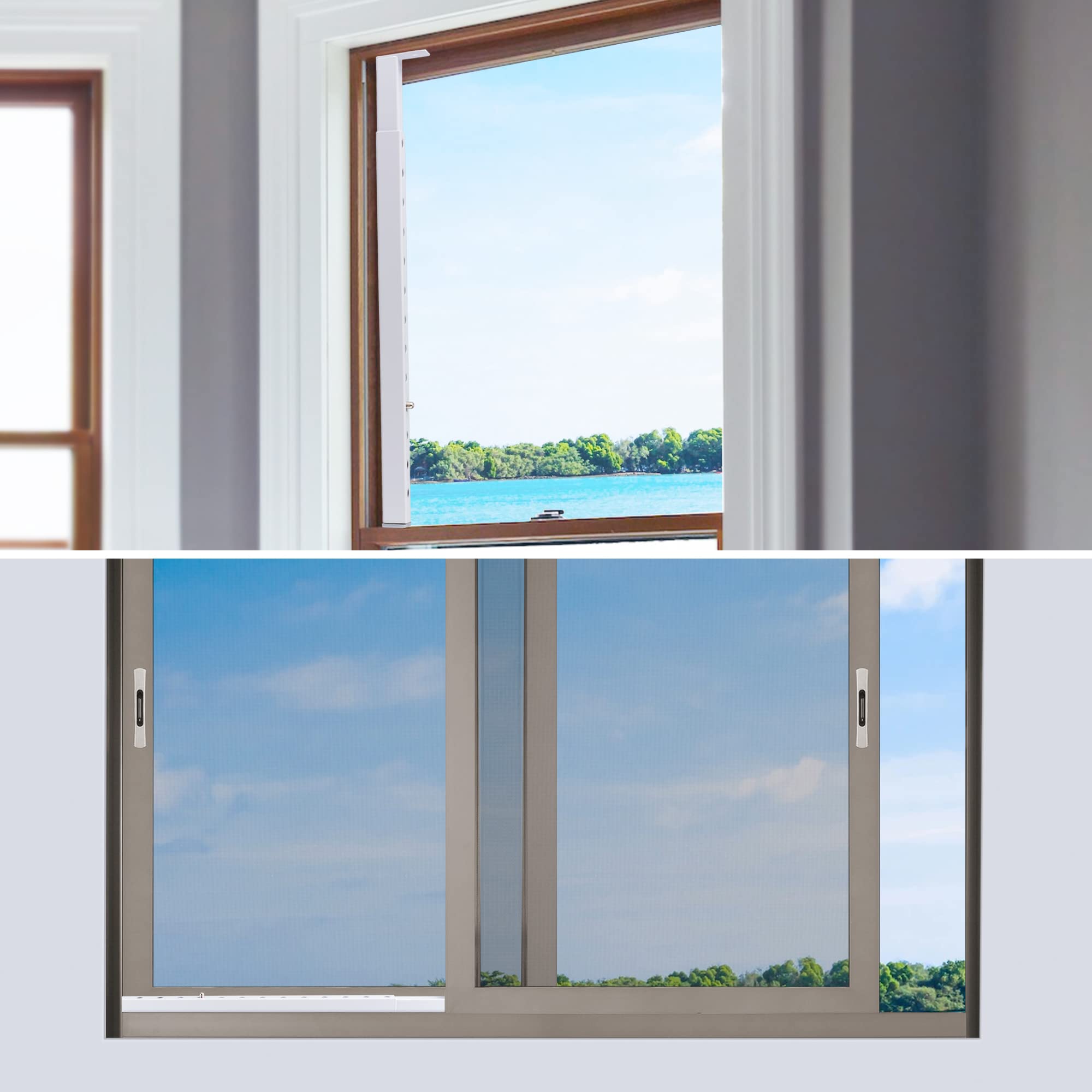 ZhouDaShu Adjustable Window Security Bars (Steel), Window Locks Bars Inside for Prevent Burglary, Window Stoppers for Vertical/Sliding Windows, Window Safety Bars Extends from 16.3-29.3 Inch(2 pcs)