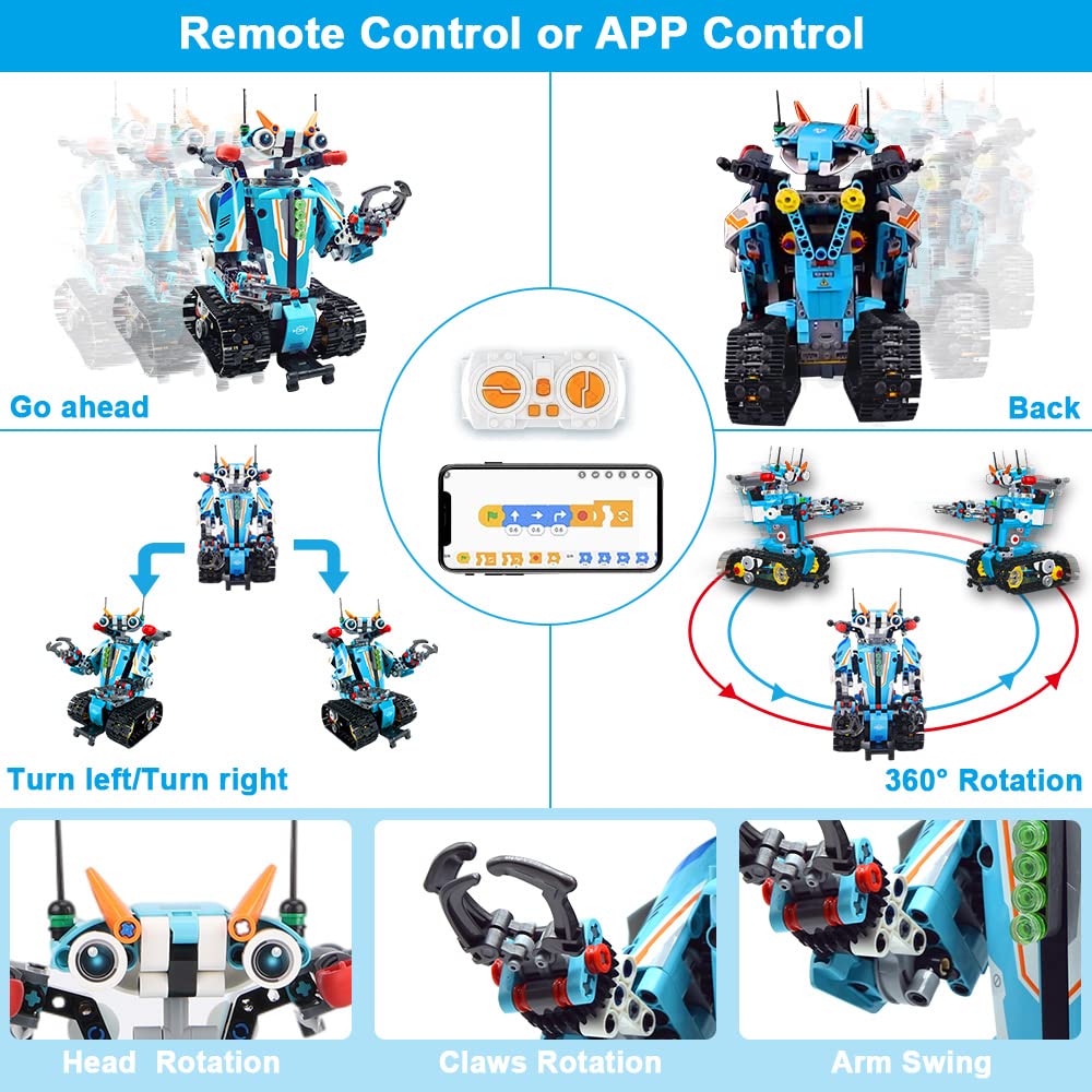 Zivmin Remote Control Robot Building Kit, 2-in-1 STEM Building Blocks Robot Toys Set Remote Control Engineering Science Educational Building Toys Kits for 8 9 10 11 12+ Boys and Girls Gift 701 PCS