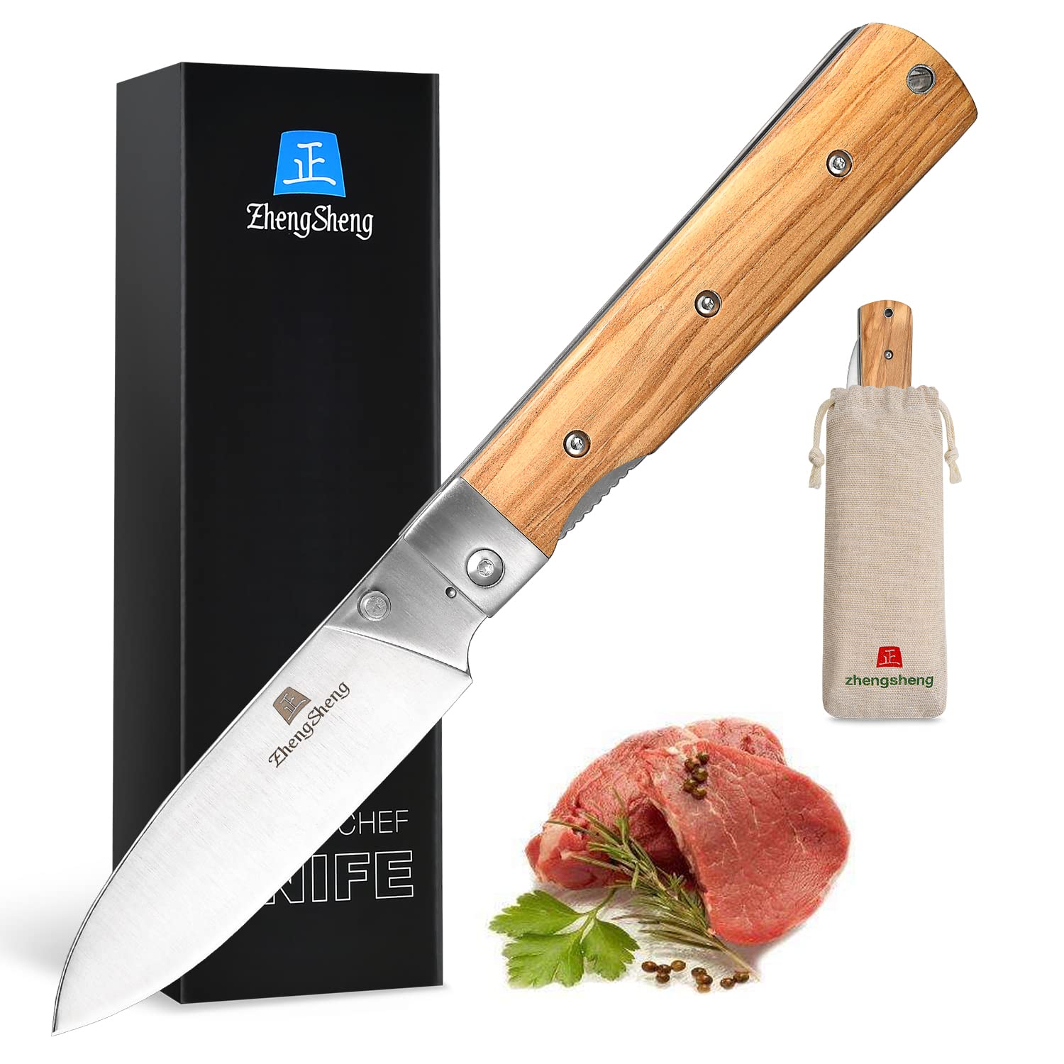 ZhengSheng 4.5" Folding Utility Knife 440A Stainless Steel Blade G10 Handle Pocket Foldable Fruit knife peeling knife for Outdoor Camping Activities