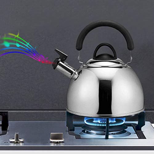 ZNZN Silver Stainless Steel Kettle Sound Kettle Stovetop Teapot with Heat-Proof Handle Classic Large Capacity (2.5L, 84.5OZ) Multifunctional Water Kettle