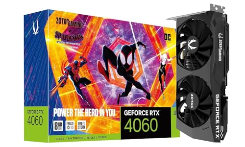 Zotac Gaming GeForce RTX 4060 8GB OC Spider-Man: Across The Spider-Verse Inspired Graphics Card Bundle, ZT-D40600P-10SMP