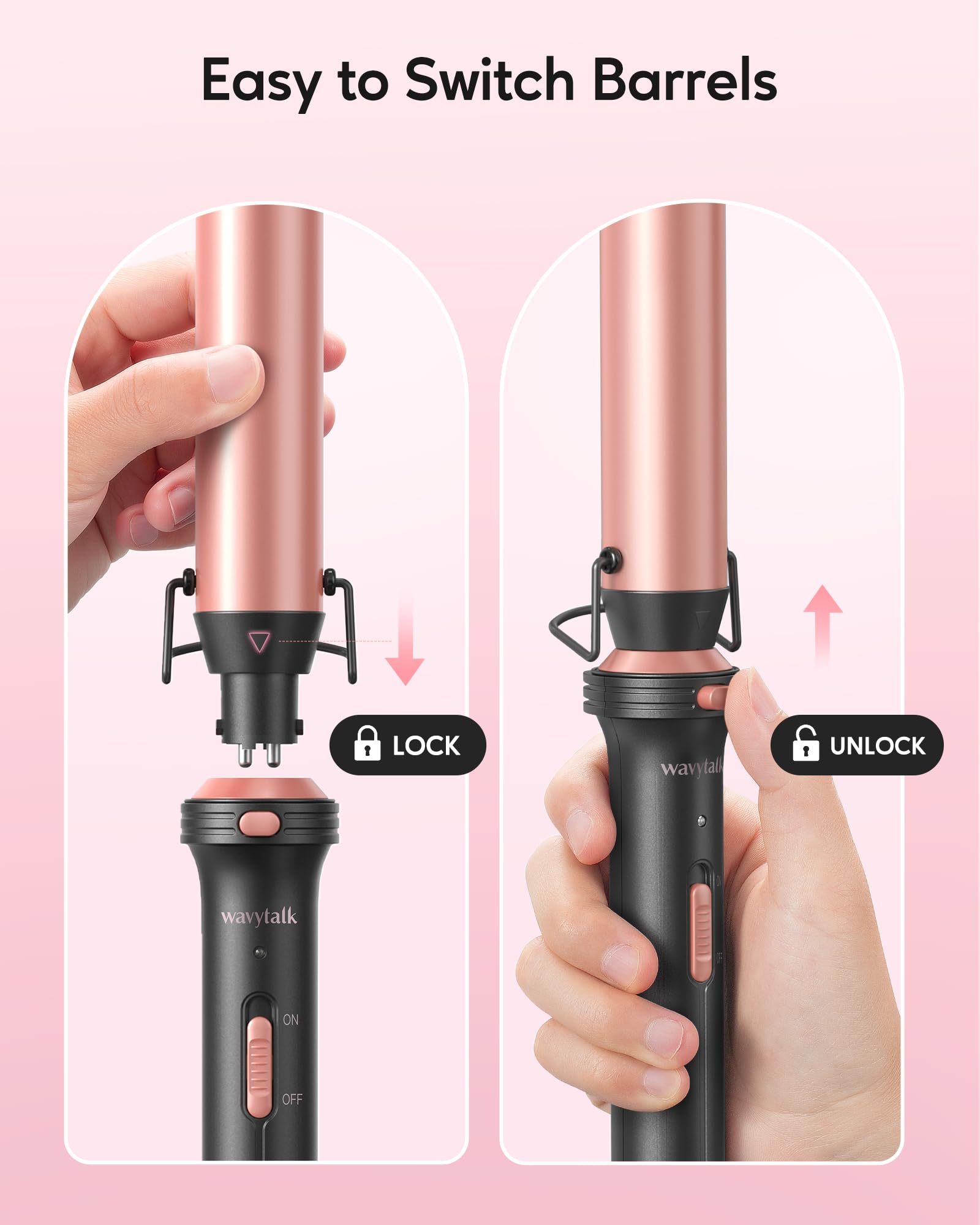Wavytalk 5 in 1 Curling Iron,Curling Wand Set with Thermal Brush and 4 Interchangeable Ceramic Curling Wand(0.5β-1.5"),Instant Heat Up Wand Curler, Dual Voltage Curling Iron