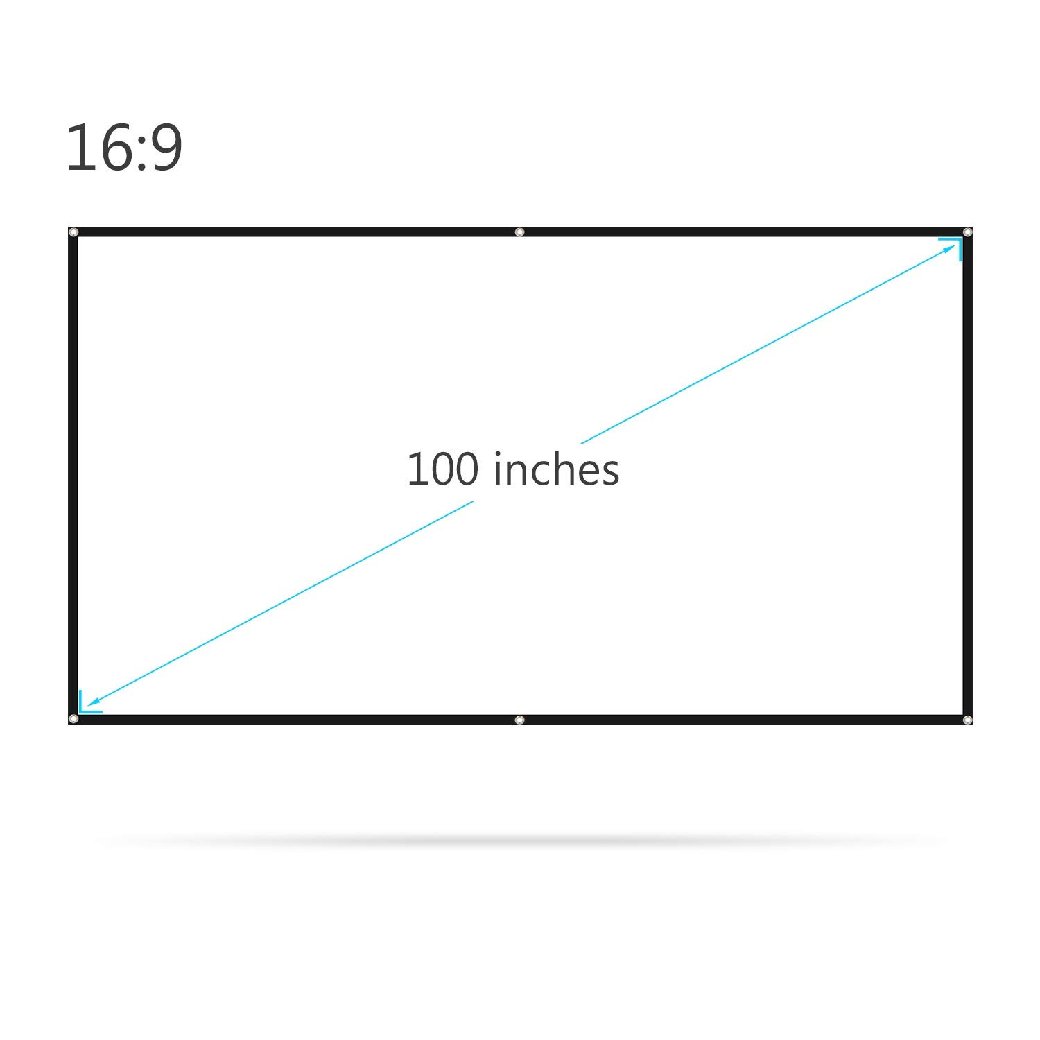 ZZBJ 100" Projector Screen Widescreen 16:9 Portable Projection Screen Anti-Crease Foldable Projector Movies Screen for Home Office