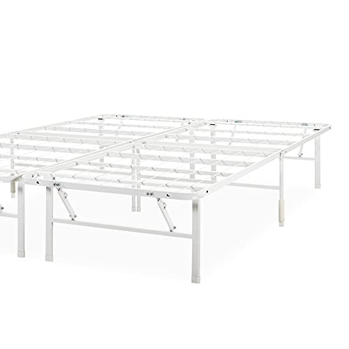ZINUS SmartBase Tool-Free Assembly Mattress Foundation / 14 Inch Metal Platform Bed Frame / No Box Spring Needed / Sturdy Steel Frame / Underbed Storage, White, Queen