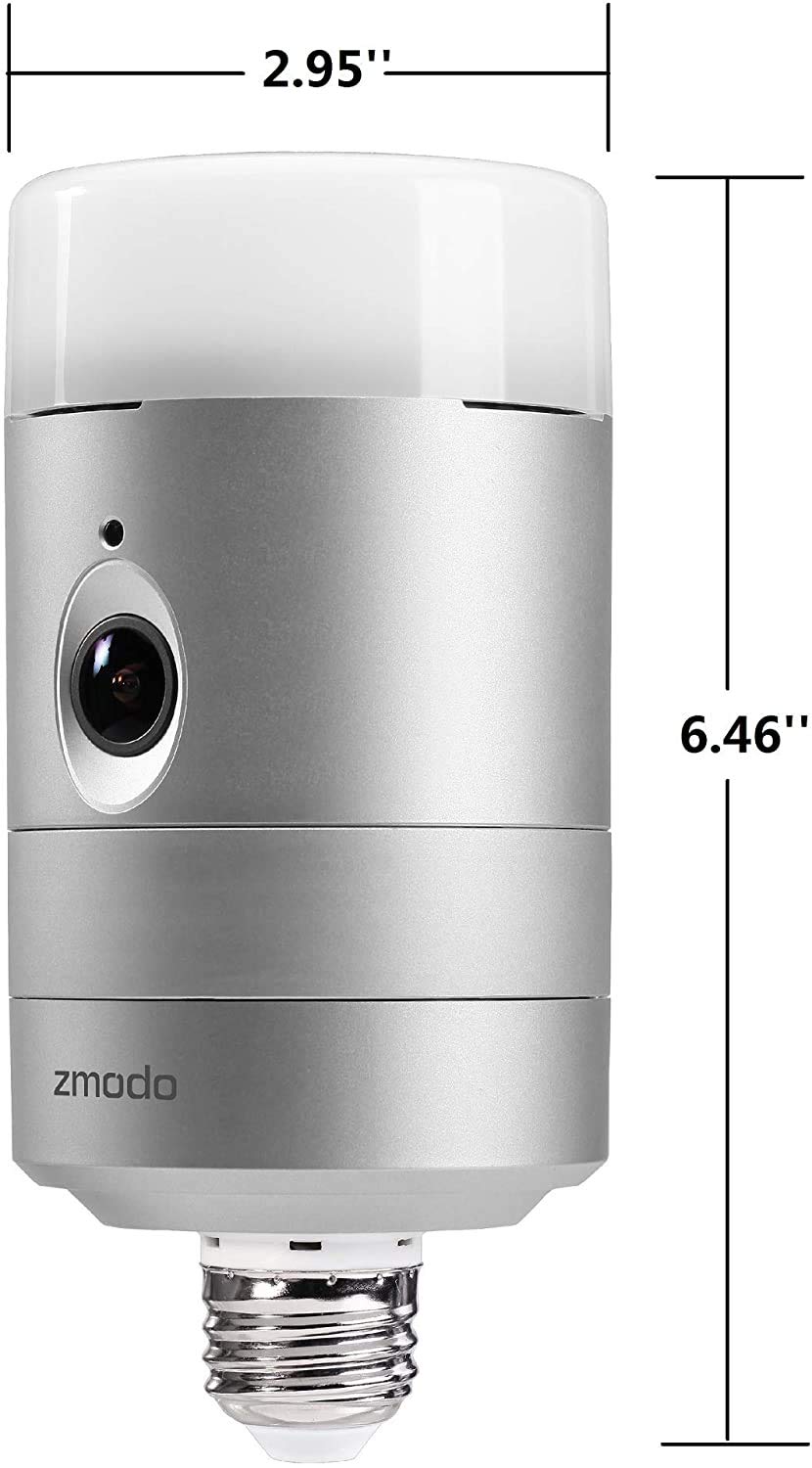 Zmodo Torch 360 Smart Home Garden Door Light Wireless Camera, Outdoor Wide Angle, Motion Alert, Silver, without Infrared Night Vision