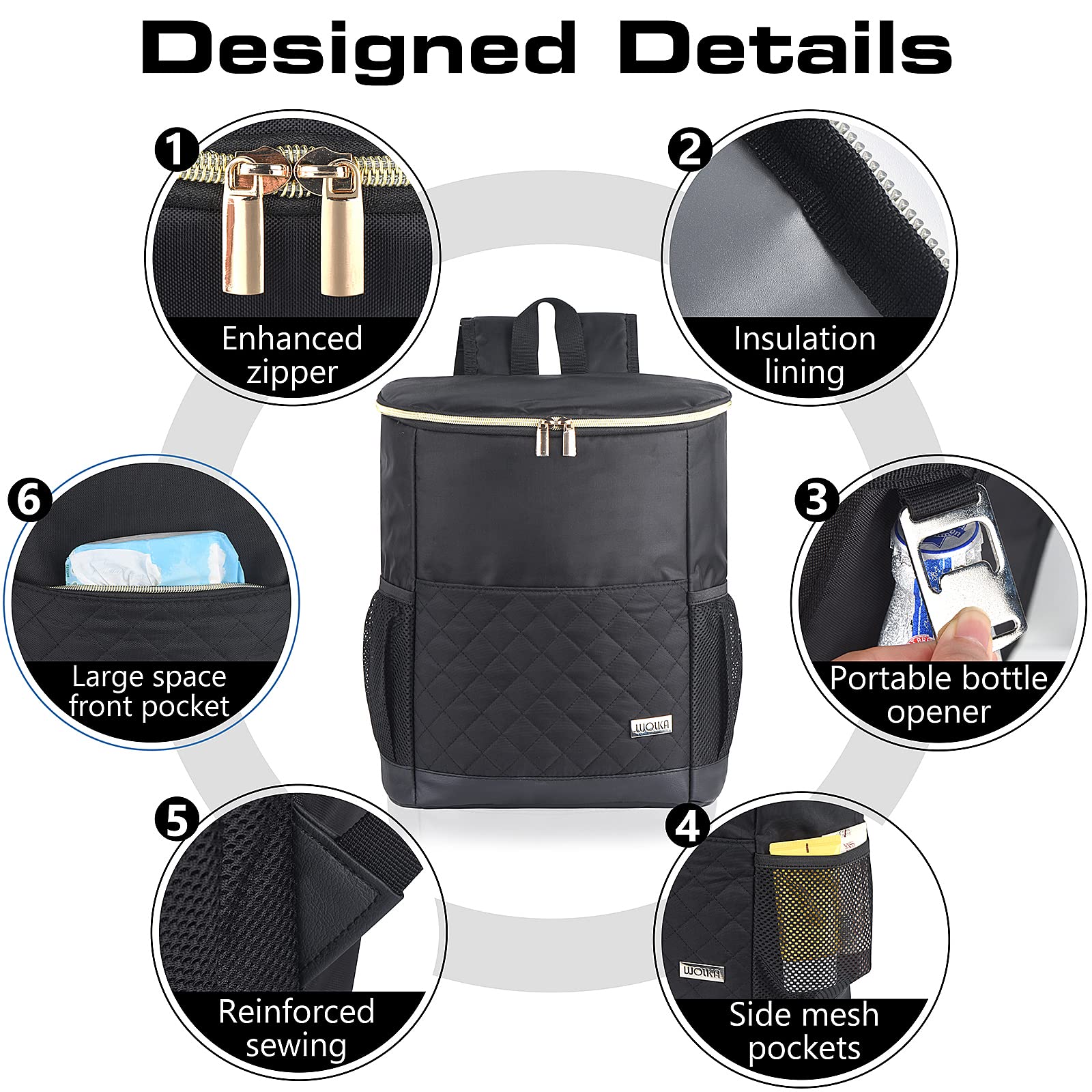 Wolka Cooler Backpack 30 Cans,Portable Backpack Coolers Insulated Leak Proof,Waterproof Soft Sided Cooler bag for Travel,Beach,Camping,Picnic,Lunch Backpack for Women