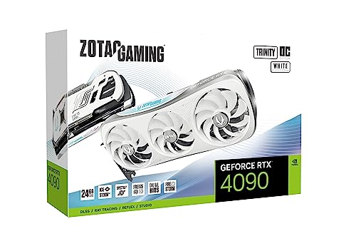 ZOTAC Gaming GeForce RTX 4090 Trinity OC White Edition DLSS 3 24GB GDDR6X 384-bit 21 Gbps PCIE 4.0 Gaming Graphics Card, IceStorm 3.0 Advanced Cooling, Spectra 2.0 RGB Lighting, ZT-D40900Q-10P