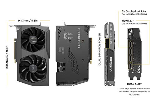 ZOTAC GAMING GeForce RTX 3070 Twin Edge OC 8GB GDDR6 256-bit 14 Gbps PCIE 4.0 Gaming Graphics Card, IceStorm 2.0 Advanced Cooling, White LED Logo Lighting, ZT-A30700H-10P