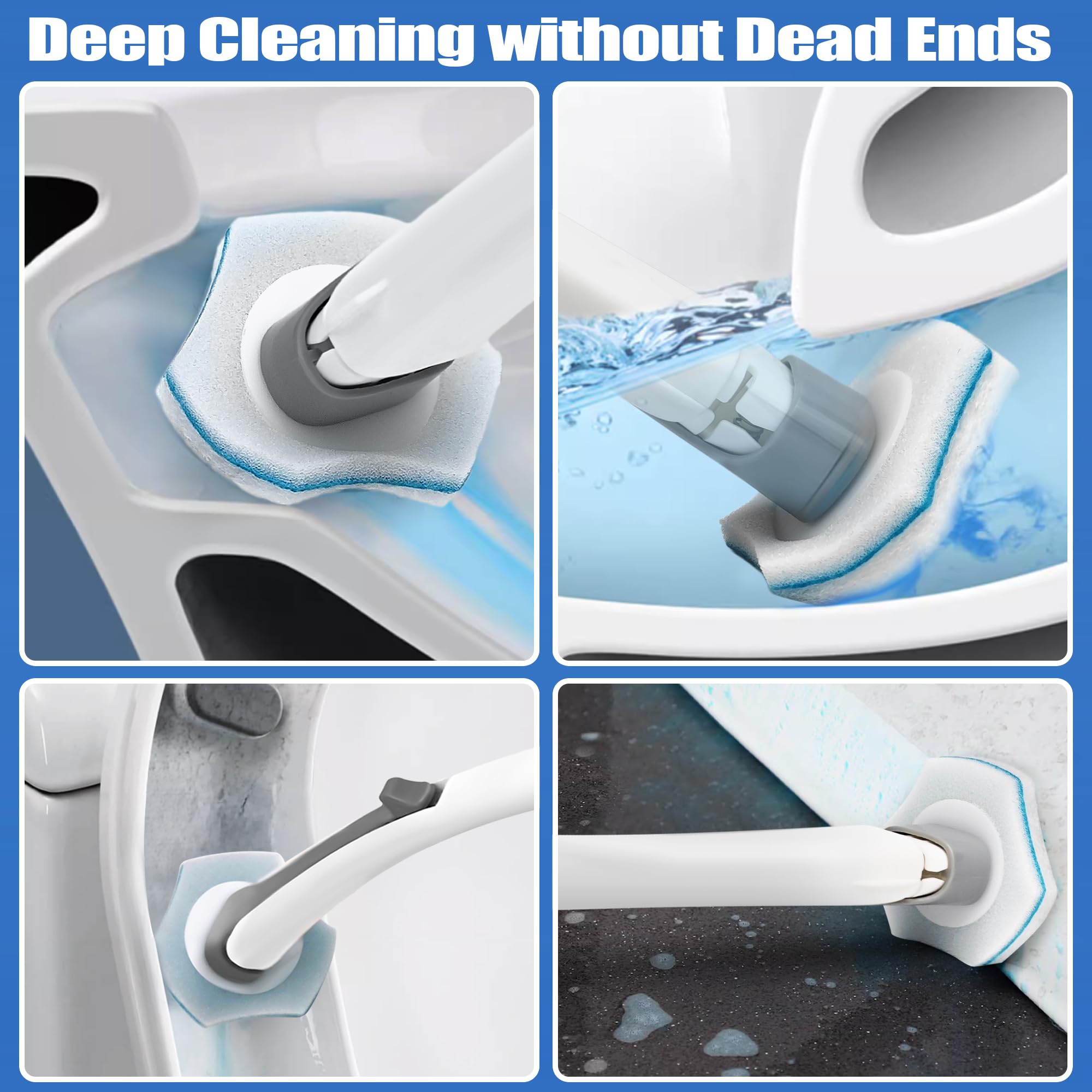 ZUBULUN Disposable Toilet Bowl Wand Brush Refills 48 Counts, Upgraded Bathroom Scrubber Replacement Pads
