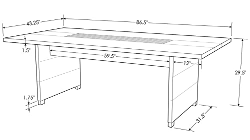 ZURI Furniture Ford Executive Rectangle Modern Conference Meeting Table - Black Oak