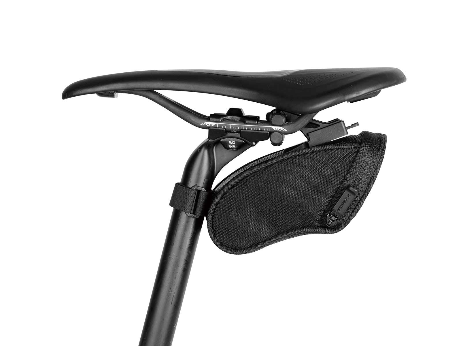 Topeak Aero Wedge Pack, w/ Fixer F11, Micro , Black, ﻿L x W x H 6.6 x 14 x 8.1 cm / 2.6” x 5.5” x 3.2”