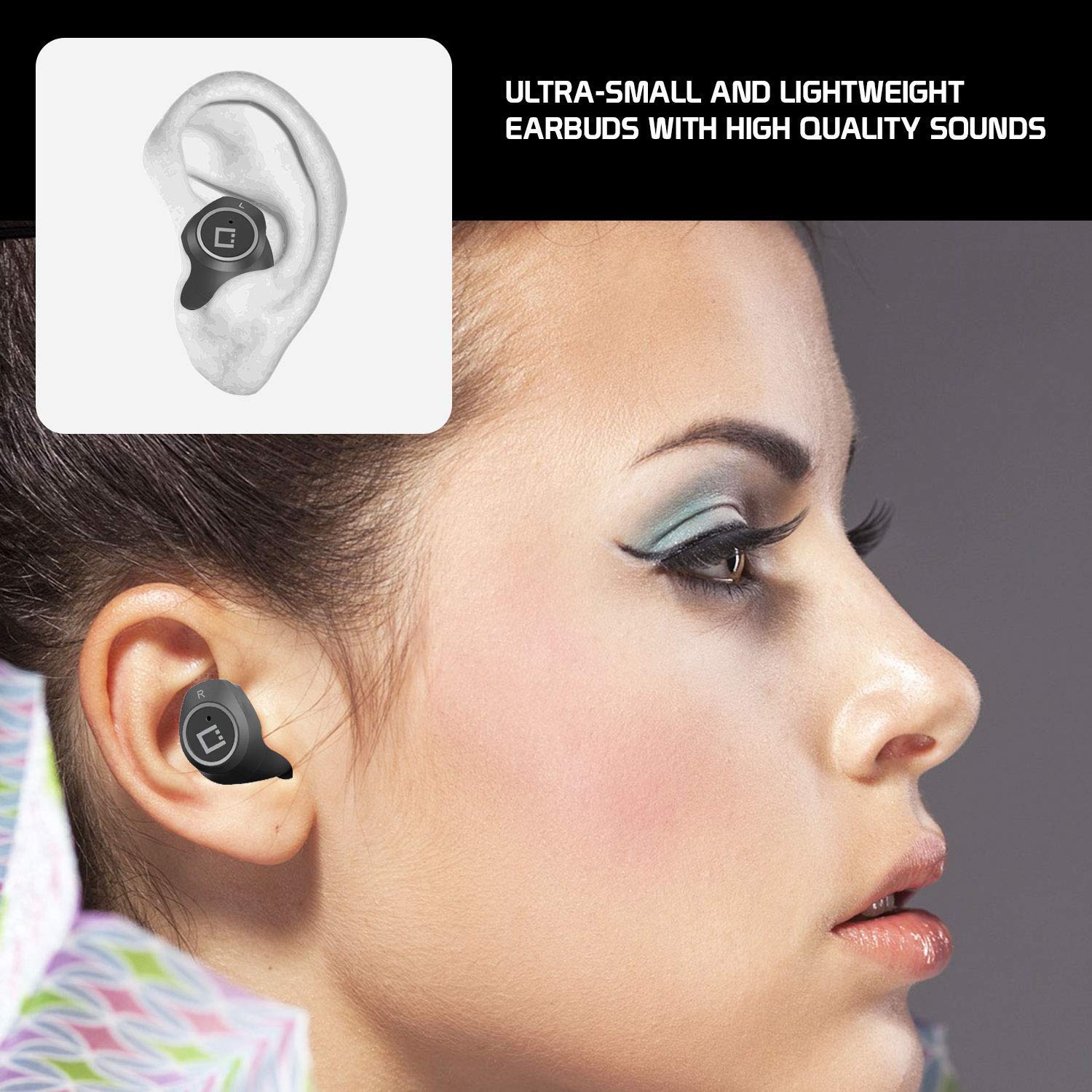 Works For iPhone 1212 Pro12 Pro Max12 Mini by Cellet Wireless V5 Bluetooth Earbuds Works for Apple iPhone 1212 Pro12 Pro Max12 Mini with Charging case for in Ear Headphones. (V5.0 Black)
