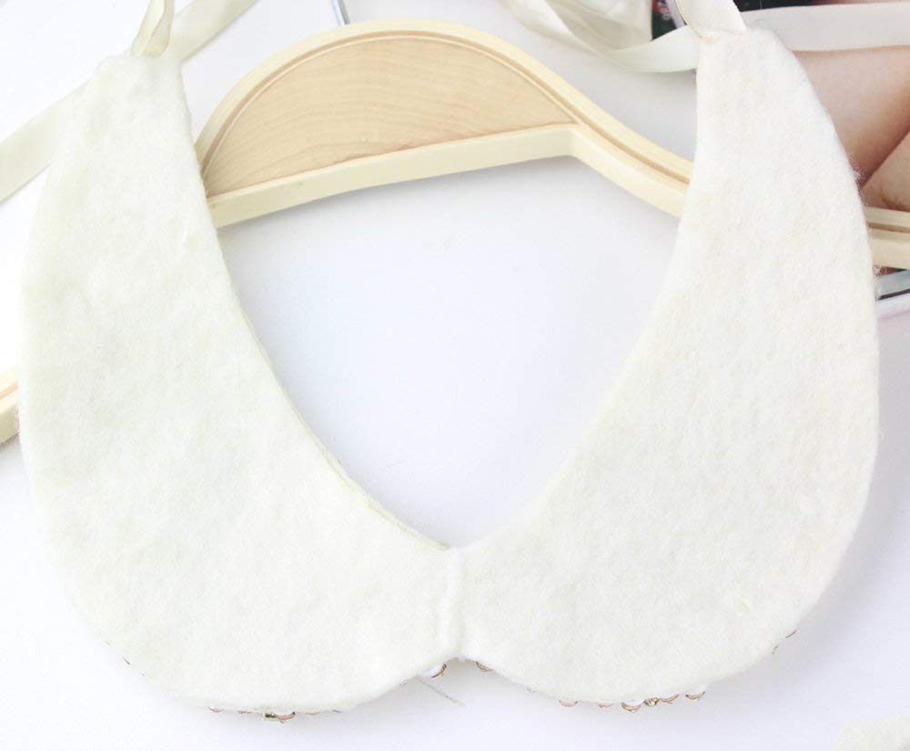 Vpang Detachable Faux Pearls Sequins Clear Rhinestones False Collar Necklace White, Large