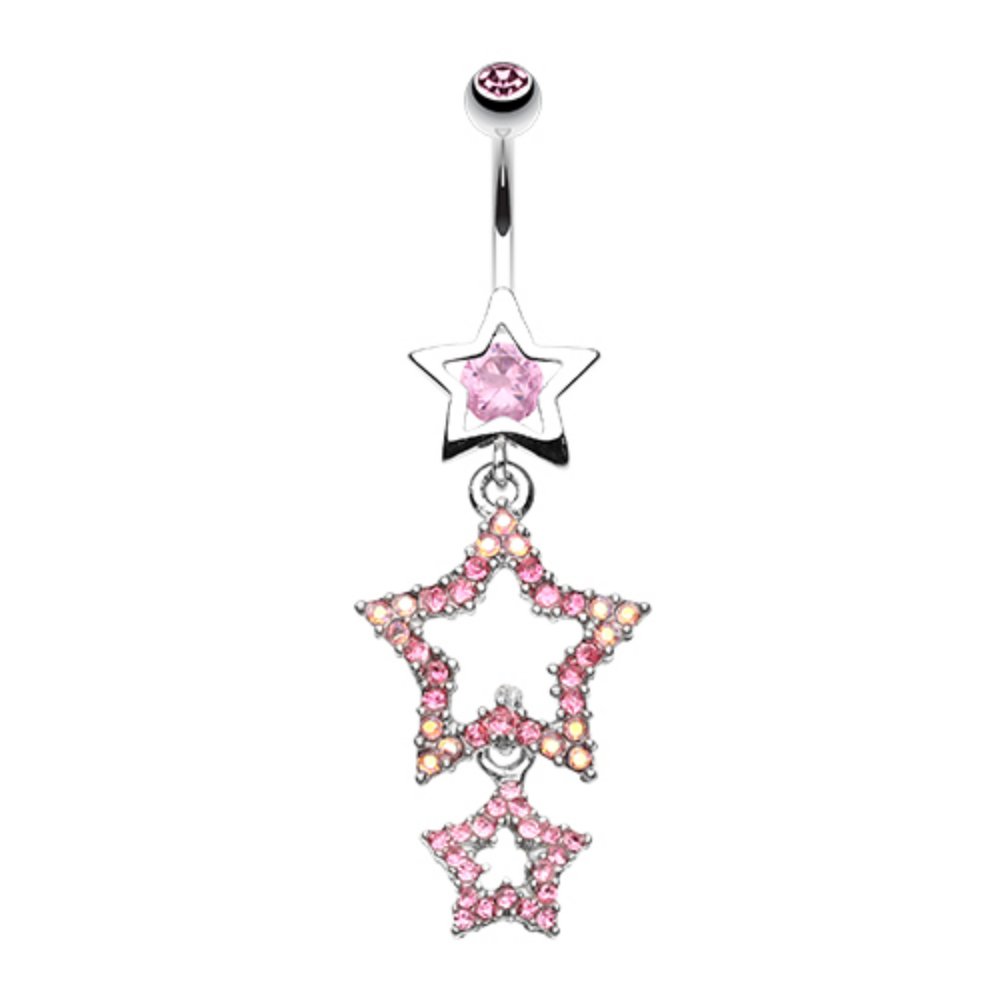 WildKlass Jewelry Sparkiling Triple Star Bell Button Ring