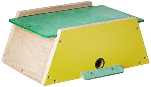 Wildlife World Bumblebee Nester Wooden House - Pollinator Bee Habitat (Green/Yellow)