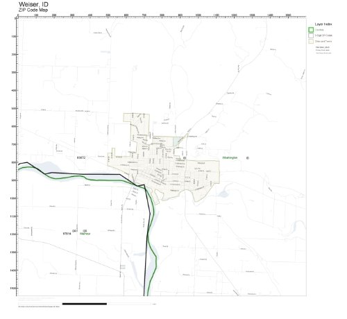 ZIP Code Wall Map of Weiser, ID ZIP Code Map Laminated
