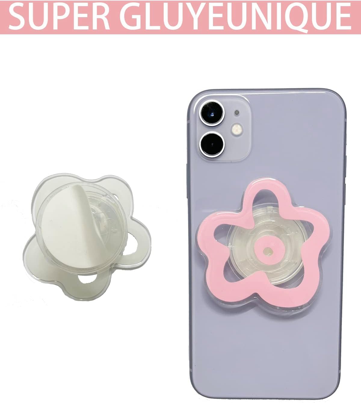 White Phone Grip with Expanding Kickstand, Acrylic Flower Collapsible Multi Functional Mobile Phone Stand Holder Cell Phone Stands for Smartphone Cell Phone Accessory