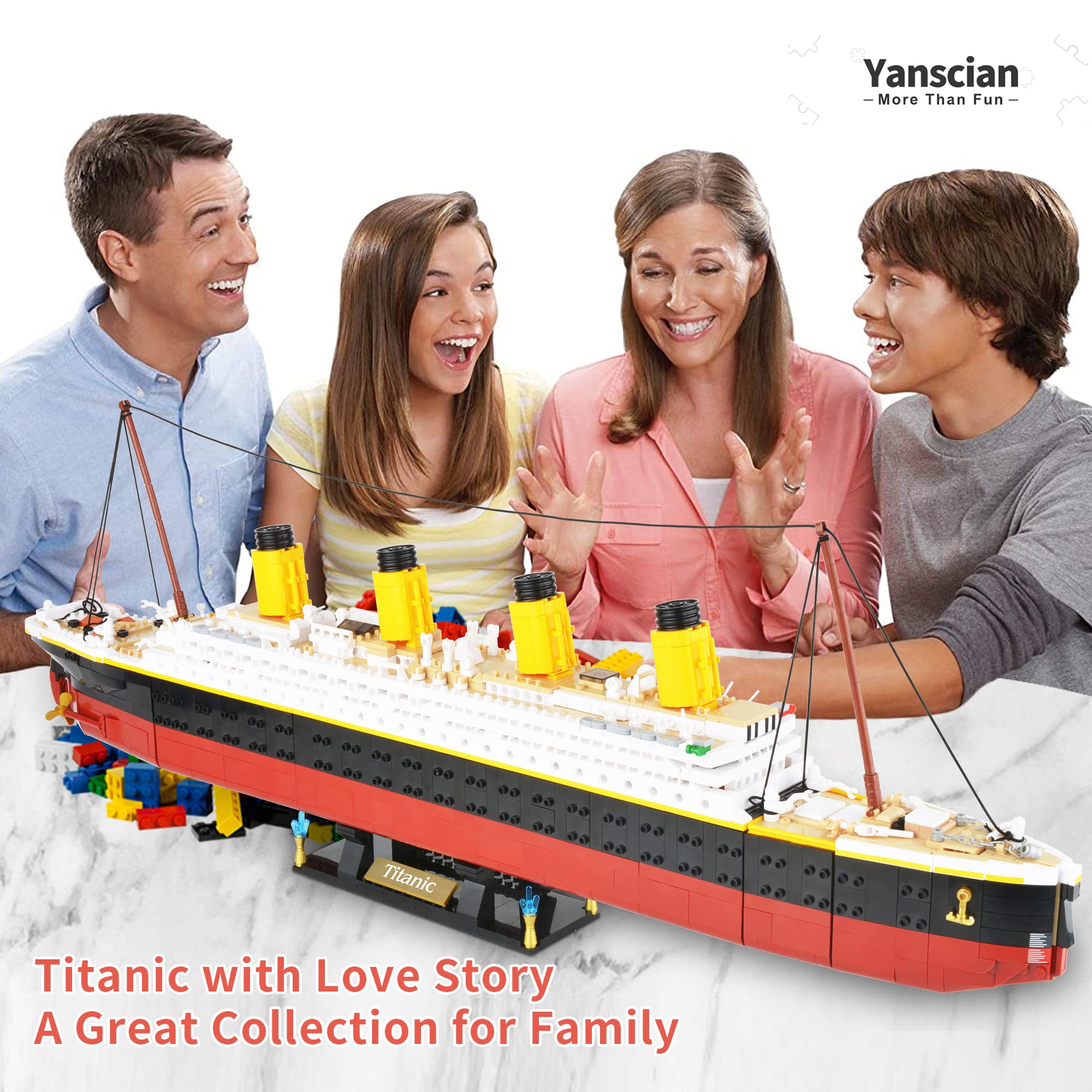 Yanscian Titanic Ship Model Building Block Brick kit Set Toy for Kids & Adults, 2401 PCS Titanic Cruise Ship Compatible Educational Construction Age 6+