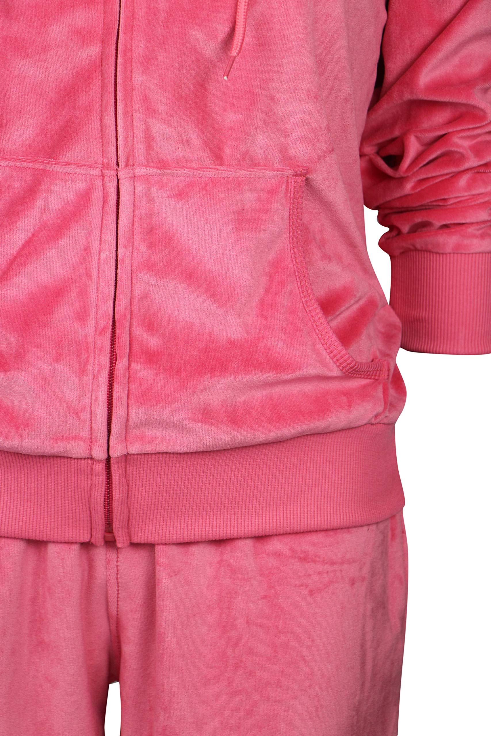 Yasumond Womens Velour Tracksuit Set Soft Sports Zip Up Hoodie and Sweat Pants 2 Pieces Sweatsuits (Coral, XL)