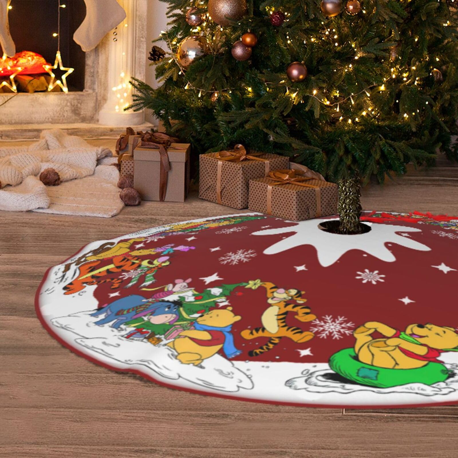 Winnie Christmas Tree Skirt,Super Soft Tree Skirt Deco,Xmas Tree Decoration Gifts.Christmas Party Decorations. (R1, 30")