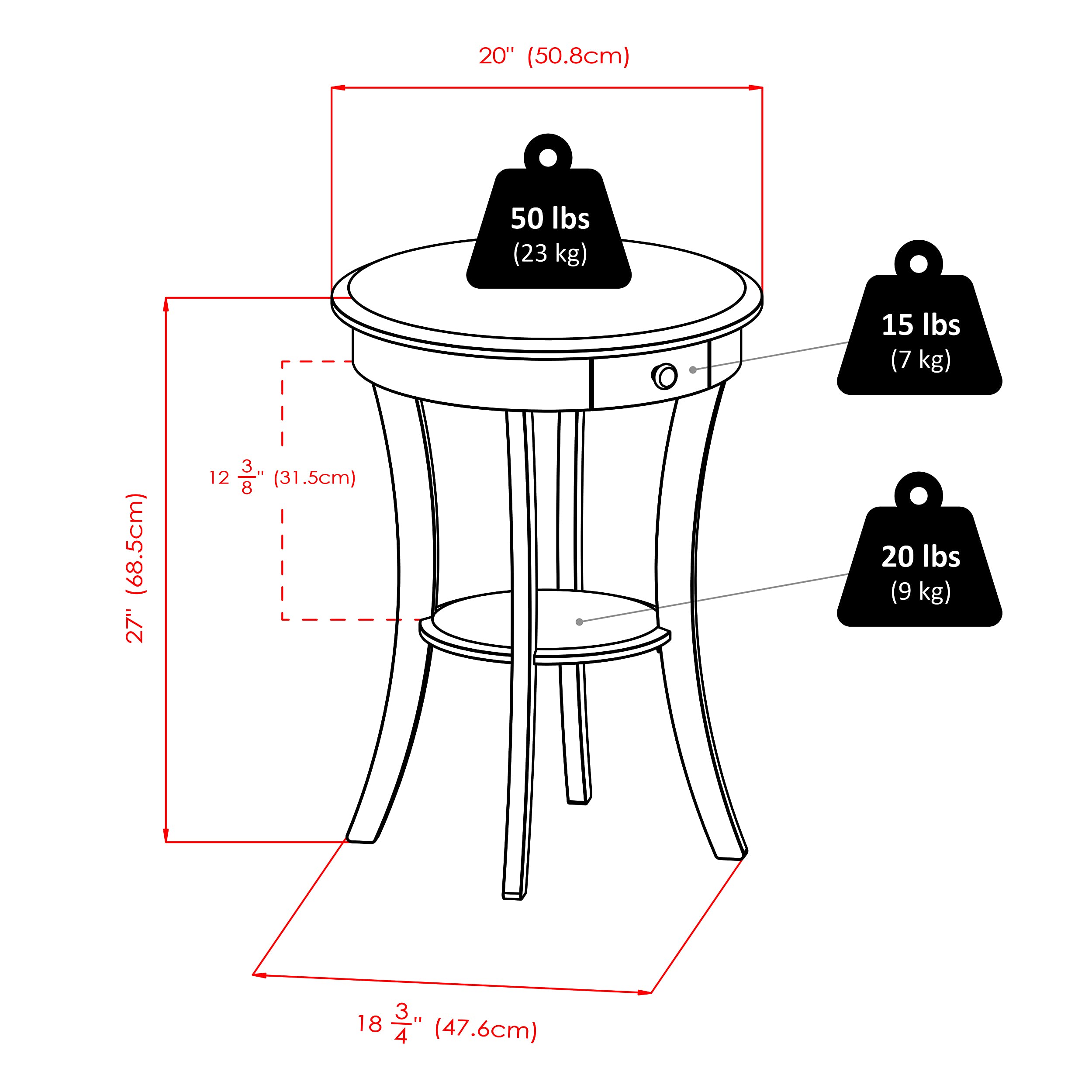 Winsome Wood Sasha Accent Table, Black, 20.00 x 20.00 x 27.00 Inches