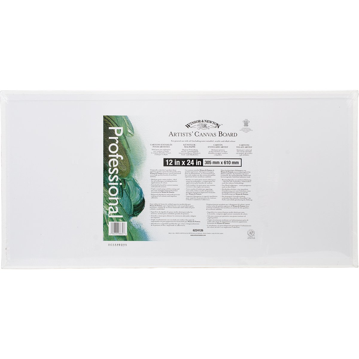 Winsor & Newton Artist's Canvas Board, 12" x 24",White