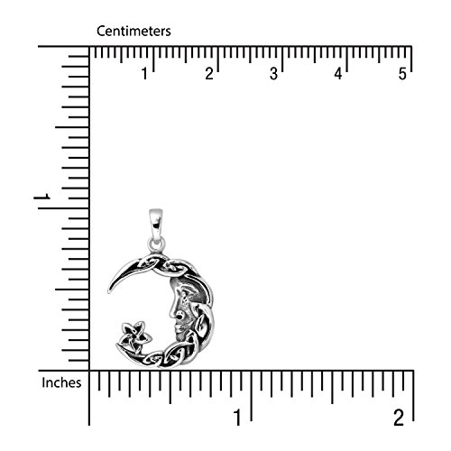 WithLoveSilver 925 Sterling Silver Charm Celtic Star Crescent Moon Pendant