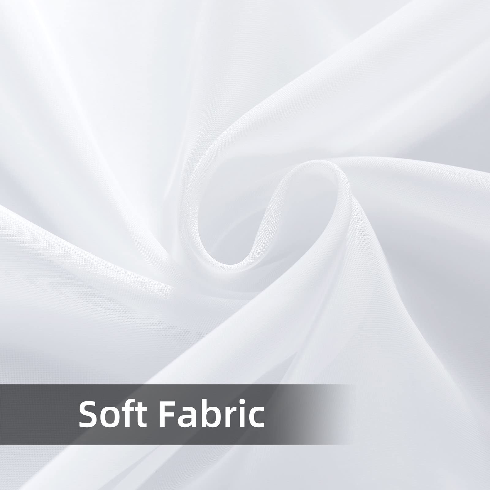 youleyar Solid Sheer Rod Pocket Curtain Voile Draperies 2 Panels White Beige Black Grey Ivory 52 Inch Width 84 Inch Long 1 Pair for Kitchen Bedroom Children Living Room Yard(White,52" Wx84 L)