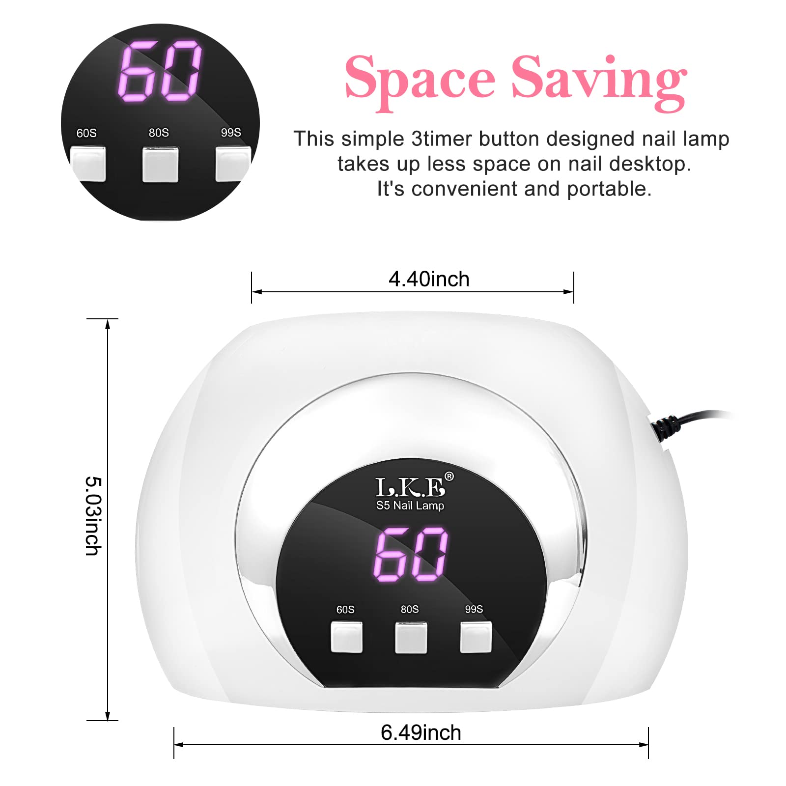 Wisdompark UV LED Nail Lamp, 54W UV Light for Gel Nails with Automatic Sensor/3 Timer Setting Professional Nail Dryer Gel Polish Curing Lamp Nail Art Tools (White) (54, Watts)