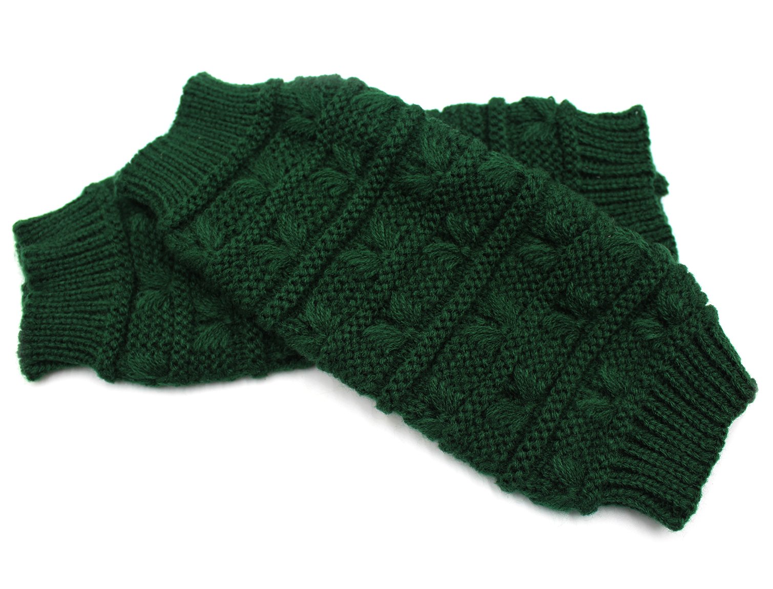 Women Winter Fingerless Gloves Crochet Knit Arm Warmers Mittens with Thumb Hole,Khaki