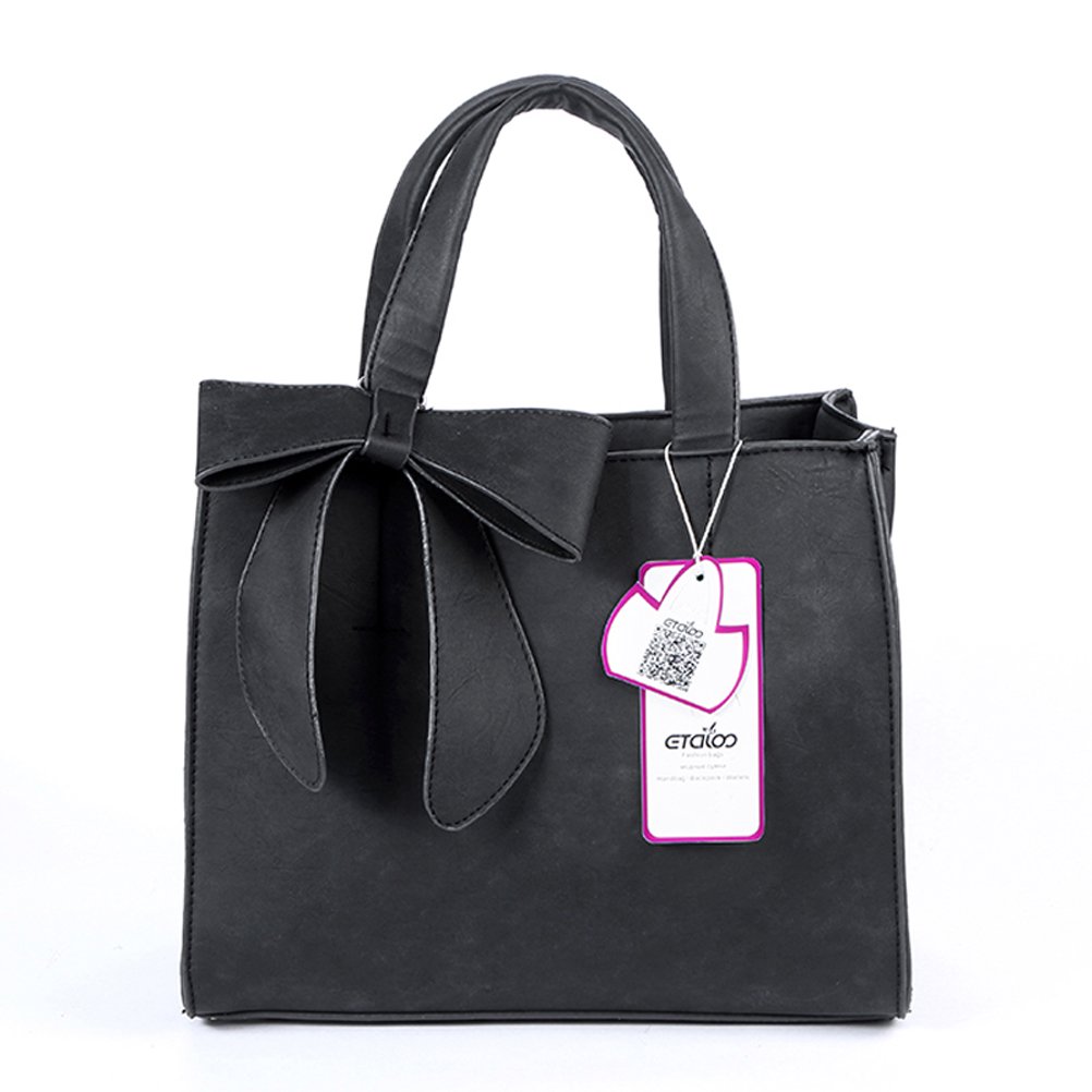 Women’s Tote Purses and Handbags Bow Tie Leisure Top-Handle Cross-body Shoulder Bags (Black)