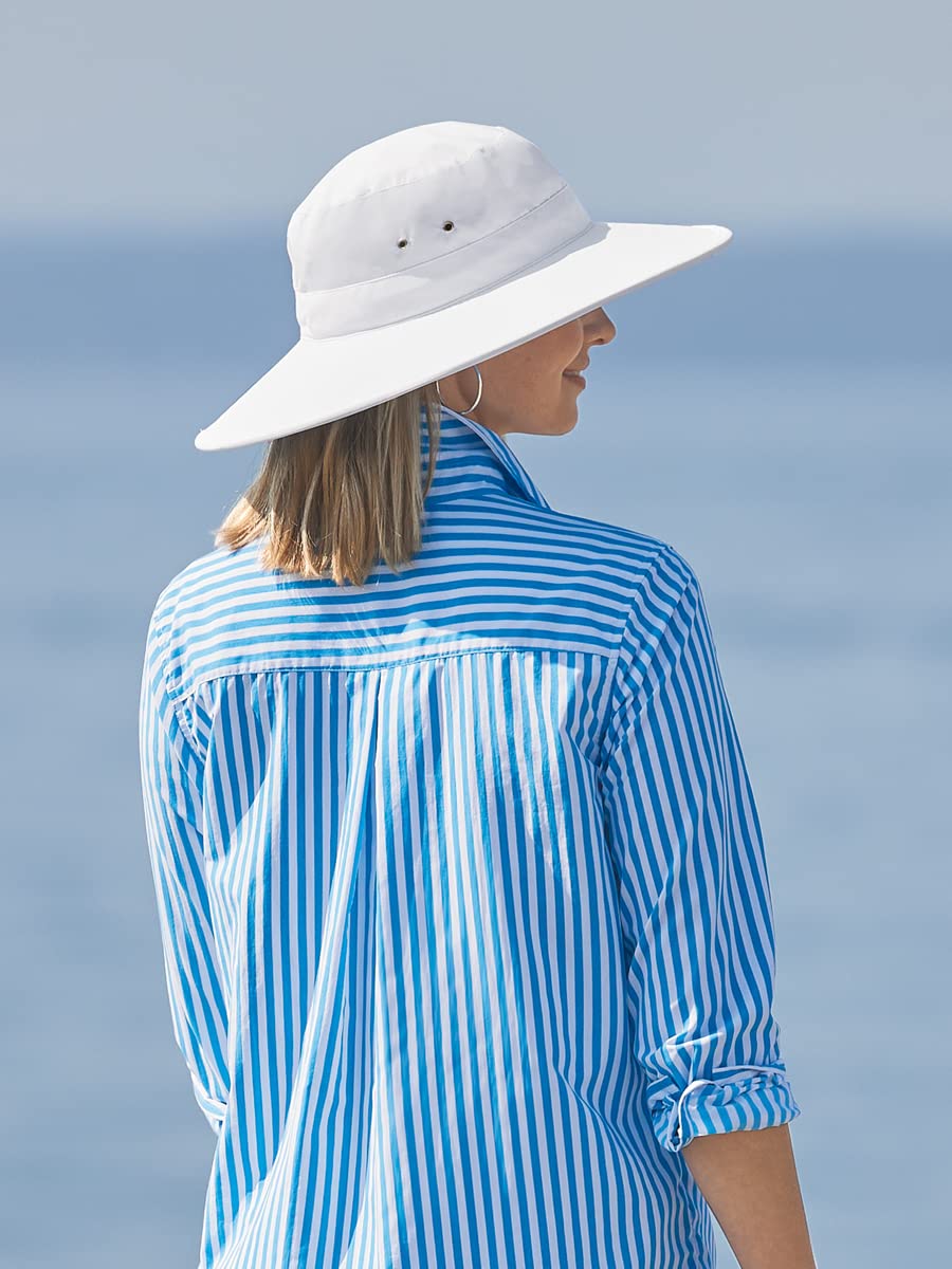 Womens Mens Sun Hat Wide Brim UV-Protection Bucket Fishing Safari Boonie Hat for Summer(Size:L) White