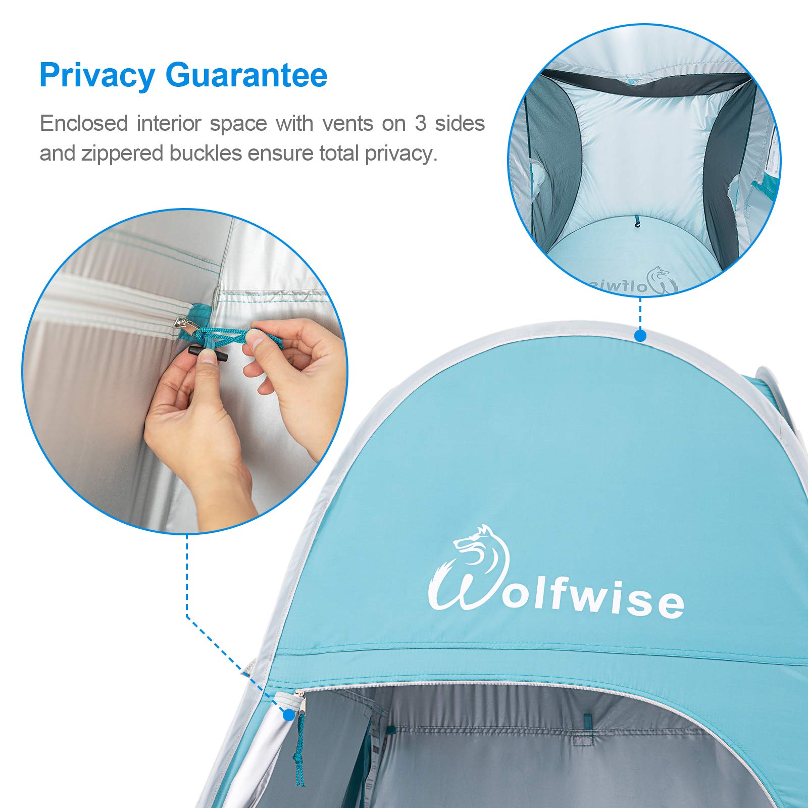 WolfWise Portable Pop Up Privacy Shower Tent Spacious Changing Room for Camping Hiking Beach Toilet Shower Bathroom