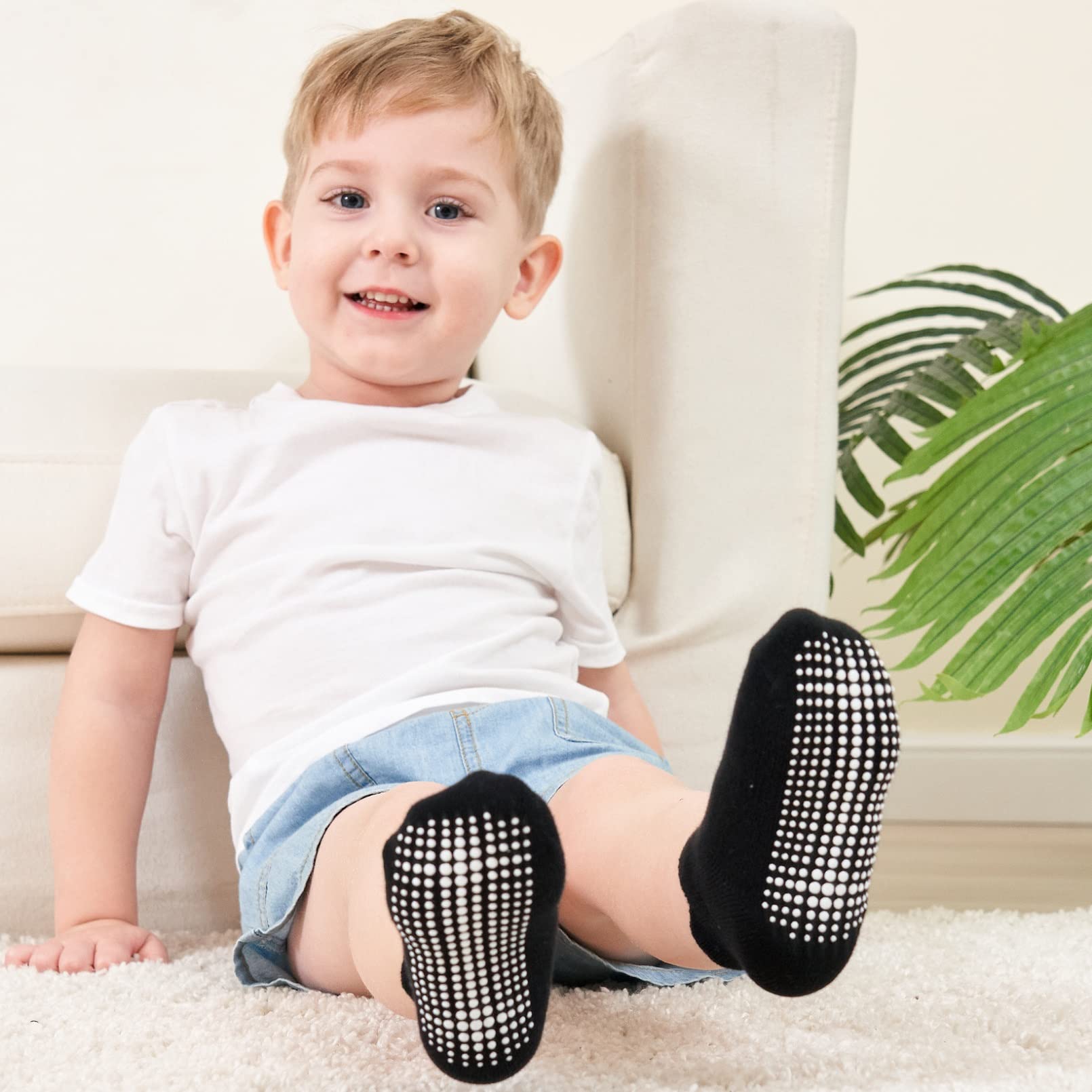 ZAPLES Baby Non Slip Grip Ankle Socks with Non Skid Soles for Infants Toddlers Kids Boys Girls, Assorted 9 Pack, 6-12 Months