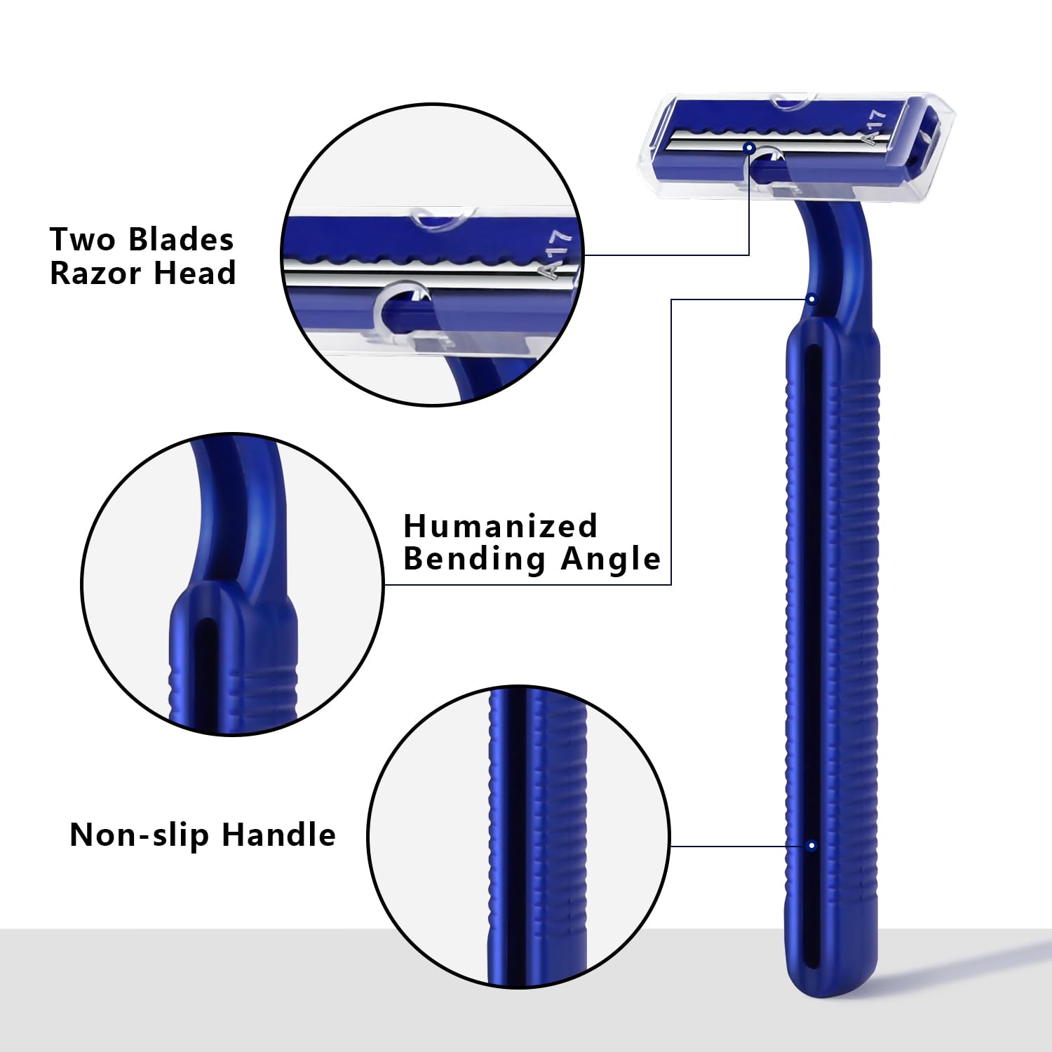 Urbaba Disposable Razors Bulk 200 Pieces, Single Use Razors for Men Shaving, 2 Stainless Steel Blades Disposable Razors for Sensitive Skin