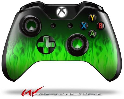 WraptorSkinz Decal Style Vinyl Skin Wrap compatible with XBOX One Original Wireless Controller Fire Green - (CONTROLLER NOT INCLUDED)