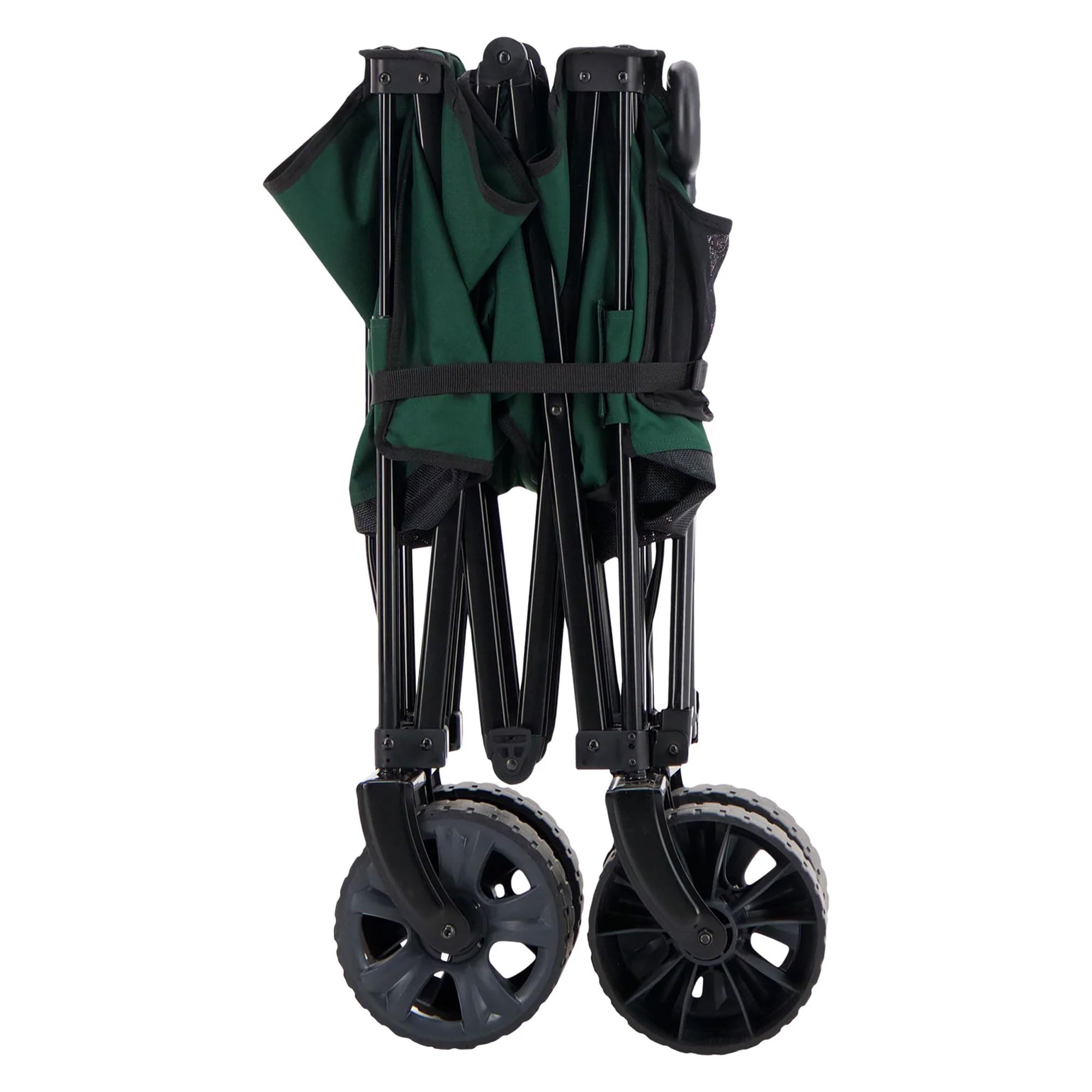 Woods Outdoor Collapsible Folding Garden Utility Wagon Cart w/ 225 Pound Capacity, 7 Cubic Feet of Storage for Camping, Beach, & Park, Green