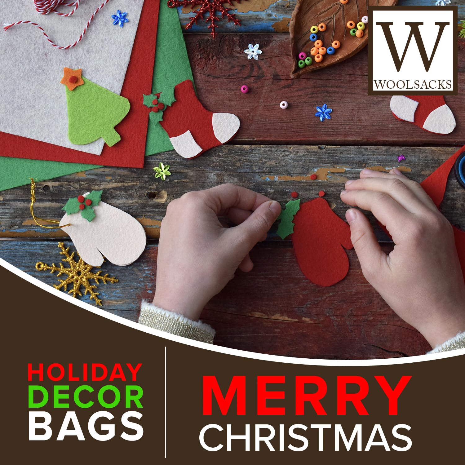 Woolsacks Burlap Christmas Bags | Blank Burlap Sacks for Holiday Crafts and Farmhouse Christmas Decor | 9" x 14" | Made in the USA (Pack of 3)