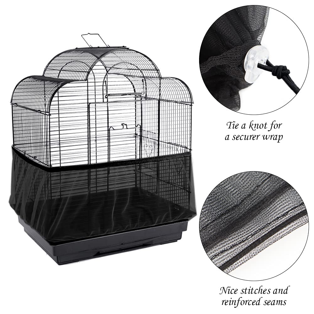 ZOCONE Bird Seed Guards & Catchers 100"×13" Stretchy Adjustable Drawstring Bird Cage Mesh Net Cover Cage Skirt (13"×100", White)