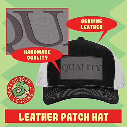World's Okayest Hand Tool Lapper - Leather Grey Patch Engraved Trucker Hat, Black-White, One Size